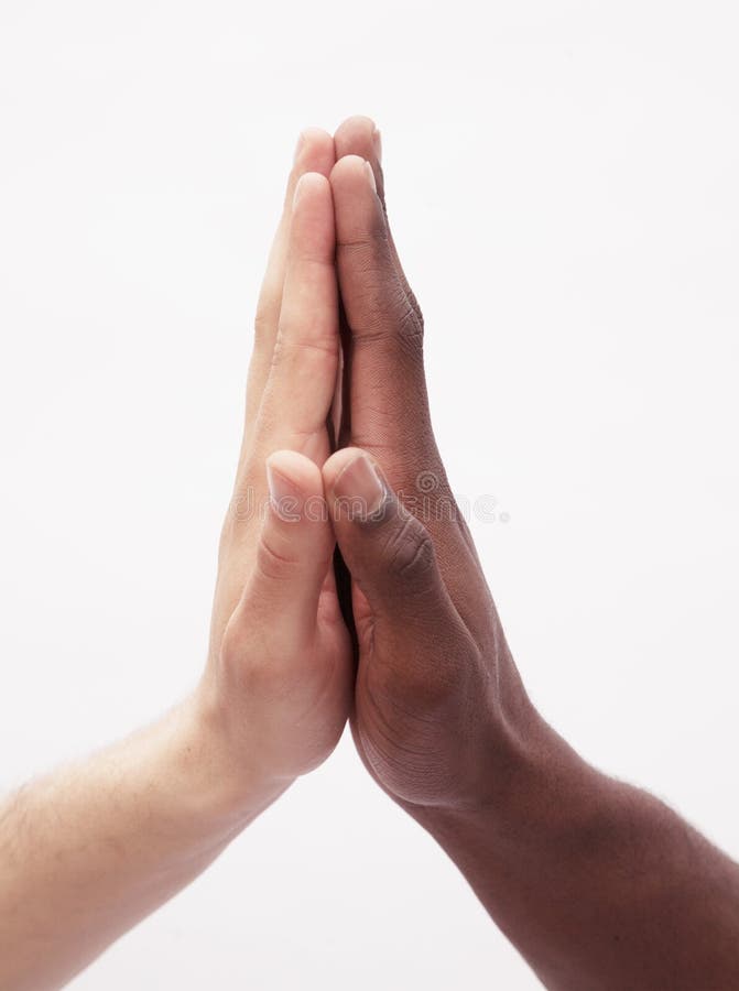 Close-up Op Een Stapel Van Handen Bovenop Elkaar, Multi-etnische Groep ...