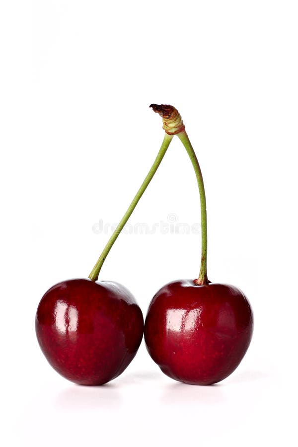 Rode kersen stock foto. Image of geïsoleerd, twee, weerspiegeling ...