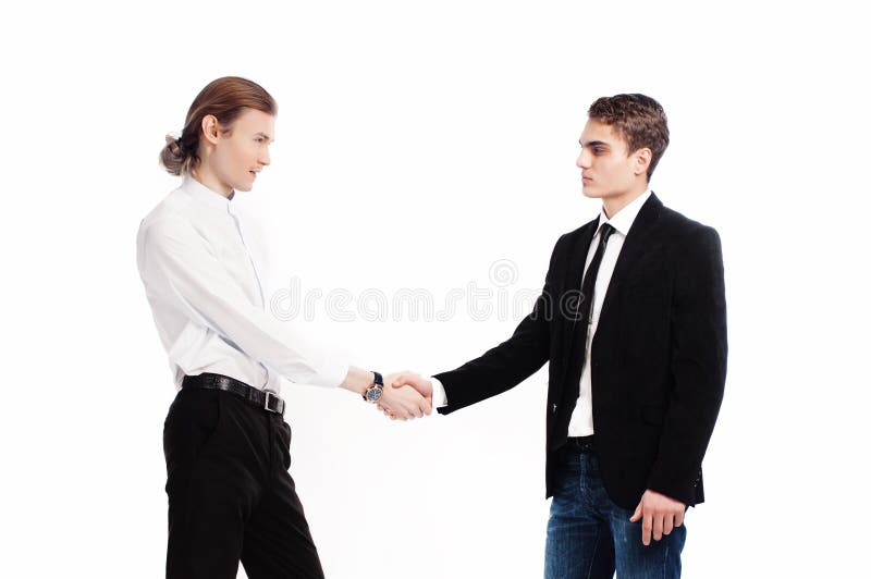 Twee Modieuze Jonge Mensen Begroeten Elkaar Stock Afbeelding - Image of ...