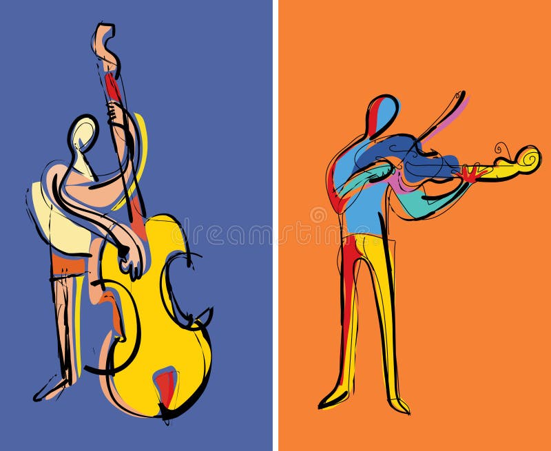 Twee musici het spelen vector illustratie. Illustration of viool - 7953631