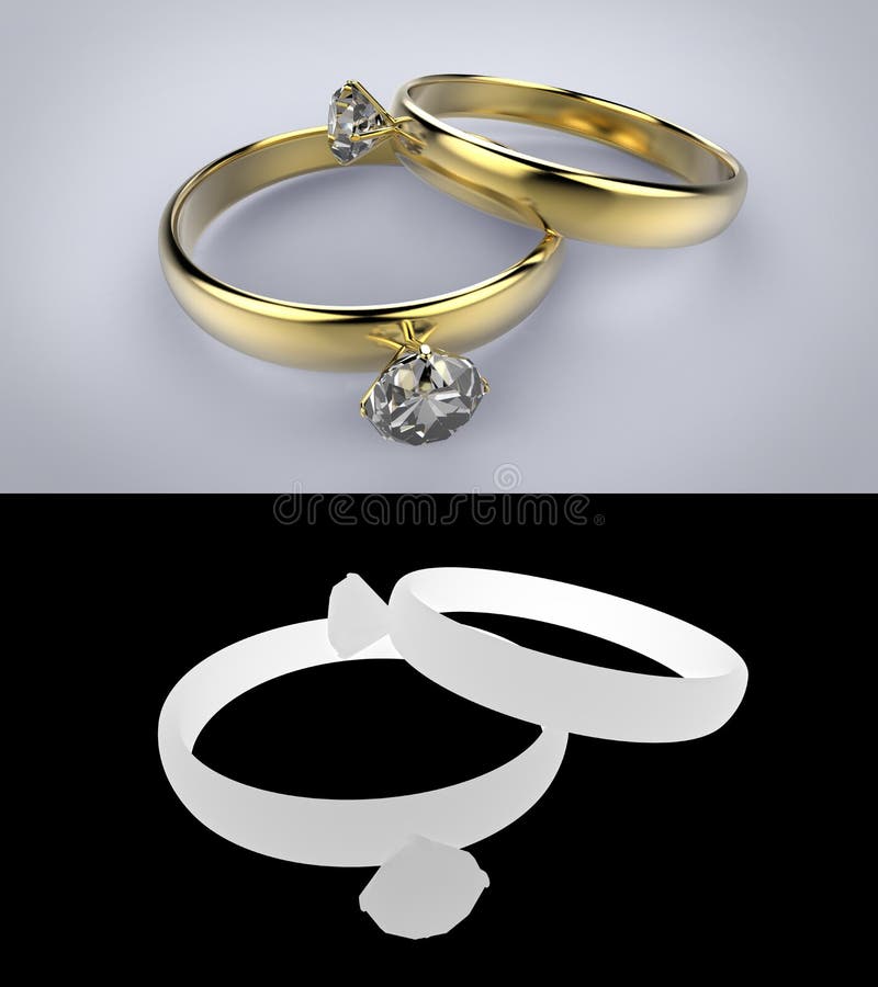 Rode Doos Met Twee Overeenkomsten Gouden Ringen Op Een Witte 3d ...