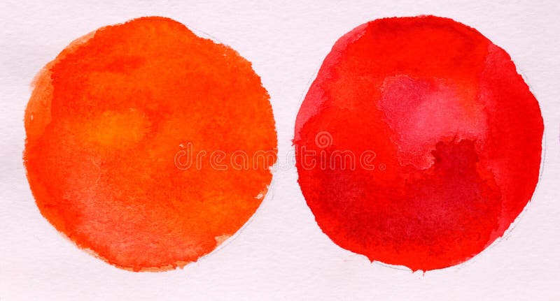 Twee Rode Ronde Cirkel Abstracte Waterverf Stock Afbeelding - Image of ...