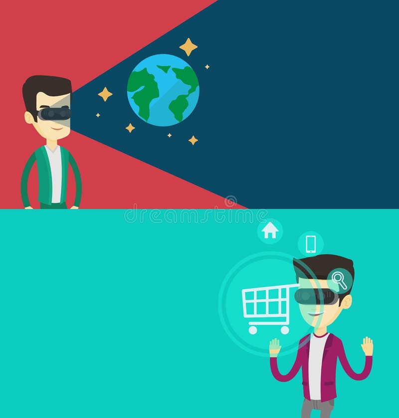 Twee Technologiebanners Met Ruimte Voor Tekst Vector Illustratie ...