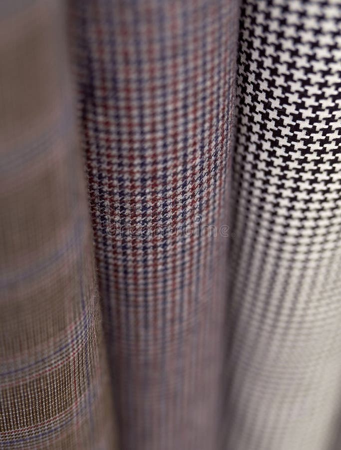 Tweed Brown and Beige Fabrics Rolls with Different Patterns Stock Photo ...
