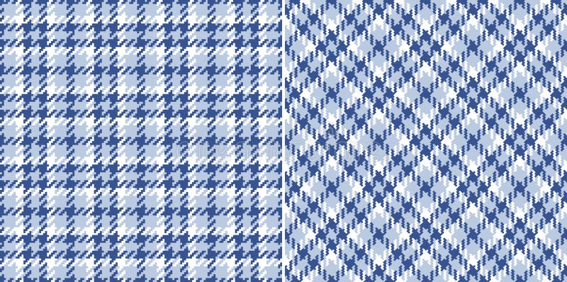 Tweed Check Pattern in Blue and White. Seamless Small Modern Scottish ...