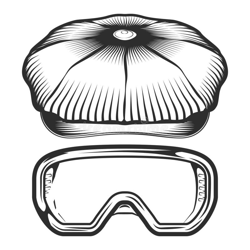 Tweed Hat or Flat Cap with Construction Safety Glasses Vector Vintage ...