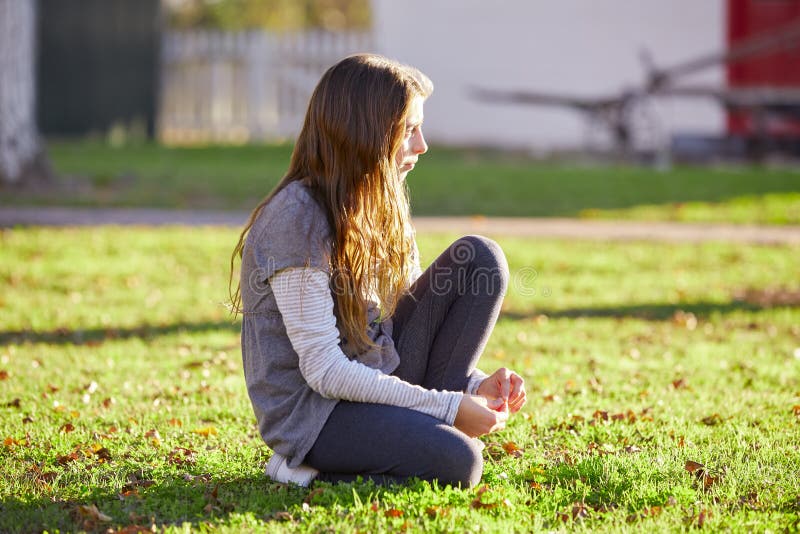 Tween Kid Girl Profile in the Park at Sunset Stock Image - Image of ...