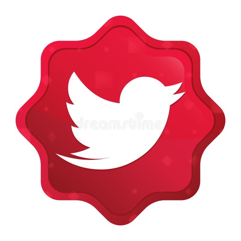 Tweet Bird Icon Misty Rose Red Starburst Sticker Button Editorial Photo ...