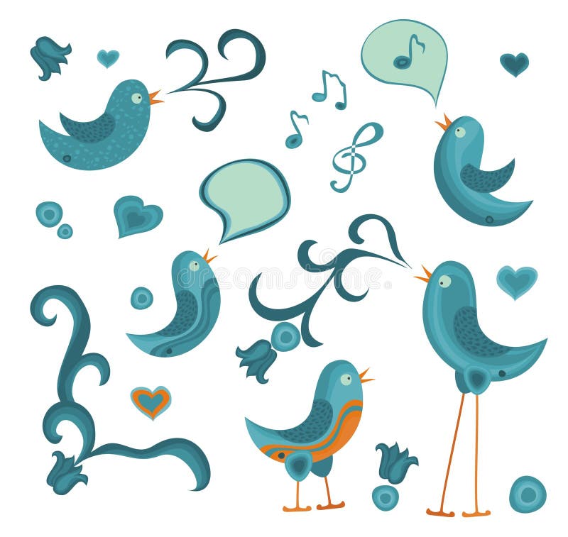 Tweet birds stock vector. Illustration of announcement - 13141979