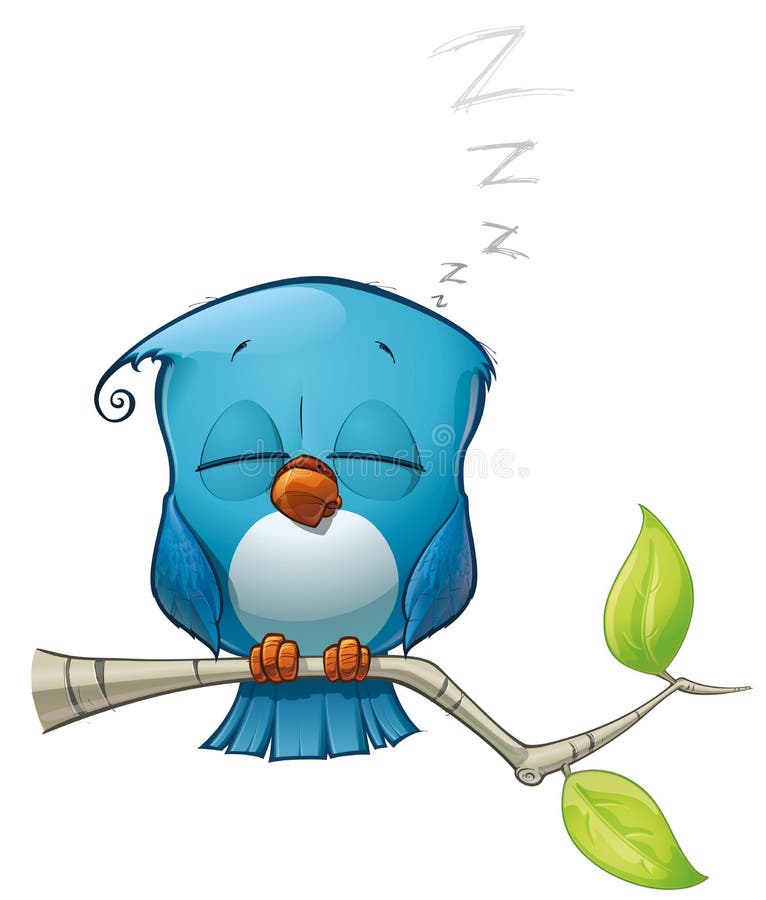 Tweeter Blue Bird Sleeping stock illustration. Illustration of comic ...
