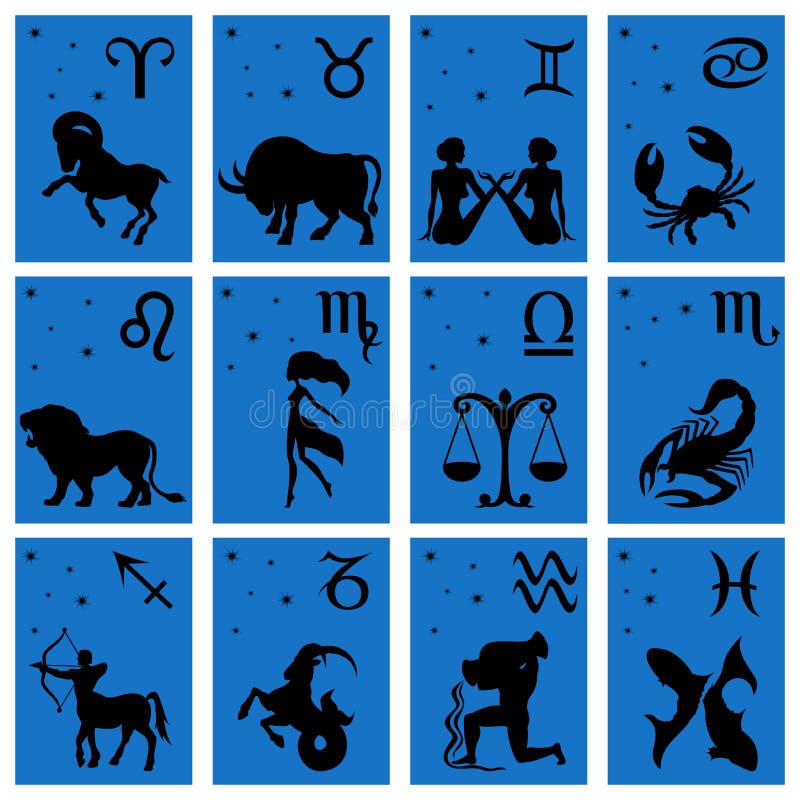 Twelve Zodiac Signs Around The Sun And Ophiuchus Stock Vector