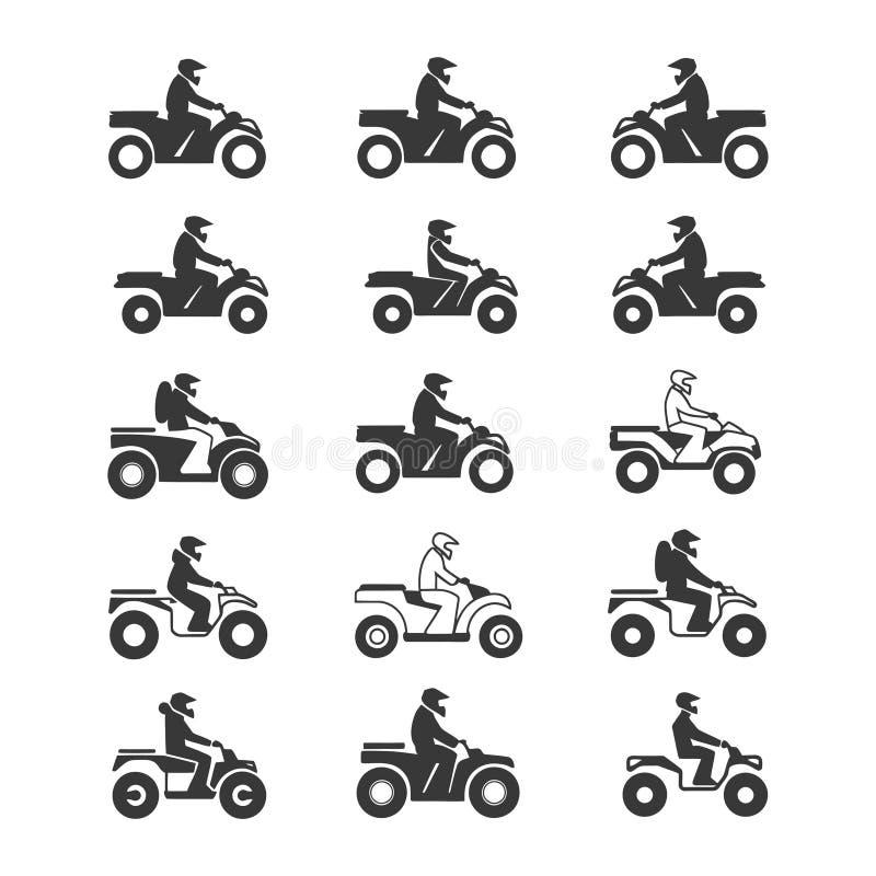 Collection of ATV Quad Bike Rider Icons Stock Vector - Illustration of ...