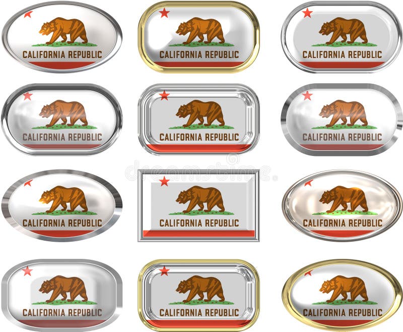Twelve Buttons of the Flag of California Stock Illustration ...