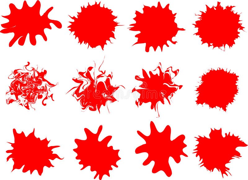 12 Twelve Different Flat Splash Splat Designs (Vector) Stock Vector ...