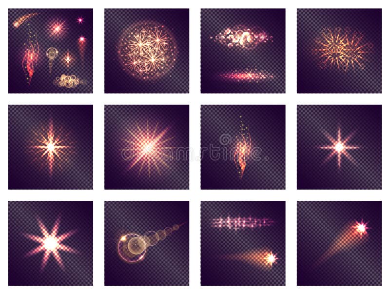 Twelve Different Light Effects on Transparent Stock Vector ...