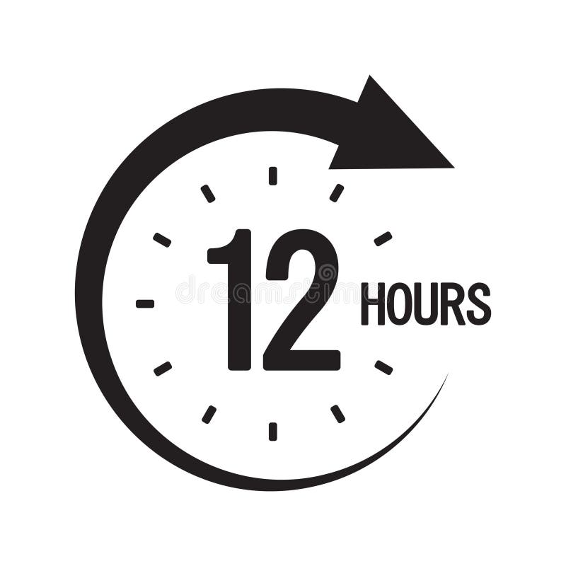 Twelve Hours Icon. Countdown Timer Graphic. Black Circular Arrow ...