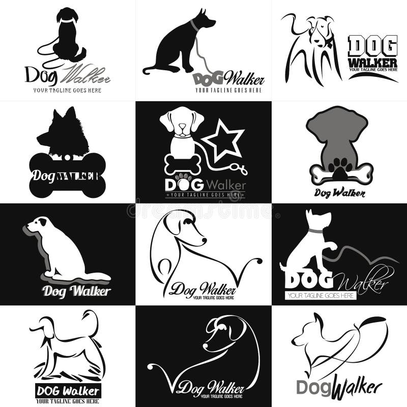 Twelve Mnemonics on the Concept of Dog Walker Stock Illustration ...