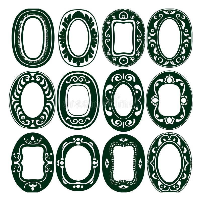 Twelve Ornate Oval Frame Collection Stock Vector - Illustration of oval ...