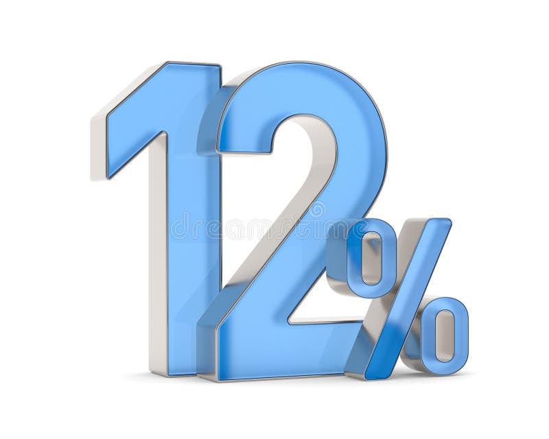 Twelve Percent on White Background. Isolated 3D Illustration Stock ...