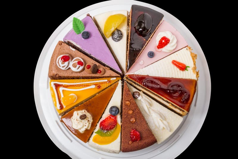 Twelve Different Pieces of Cake on a Plate Stock Image - Image of ...