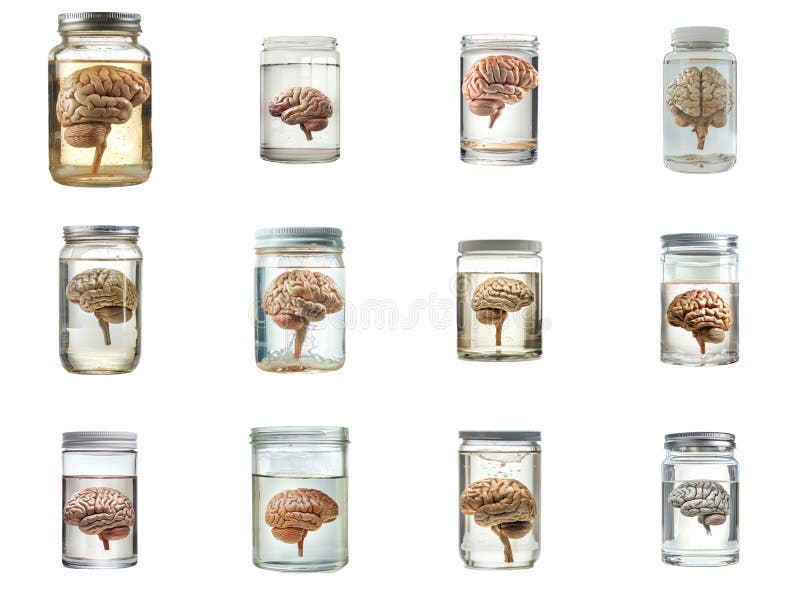 Twelve Preserved Human Brains in Glass Jars Stock Image - Illustration ...