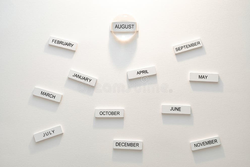 White Rectangular Tiles Displaying Months of the Year with August on ...
