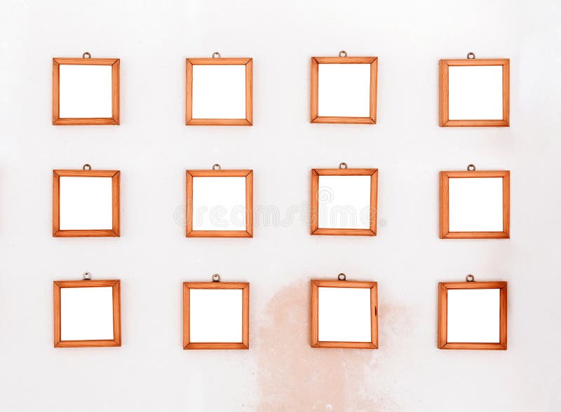Two Rows Frames with People on Brick White Wall Stock Photo - Image of ...