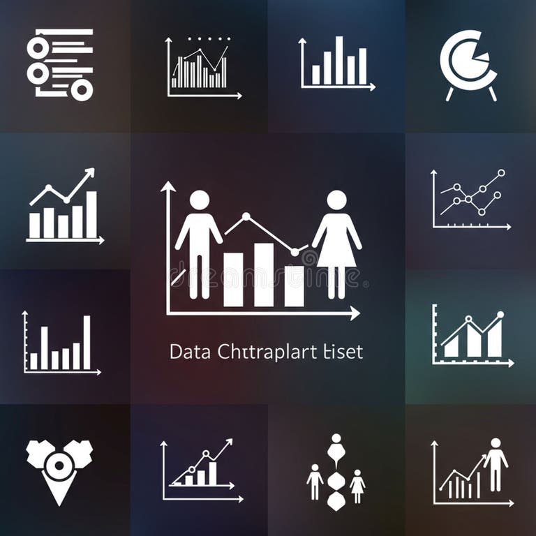 Twelve Square Icons Display Various Data Visualization Symbols, Such As ...