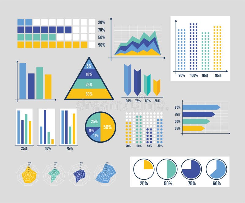 Twelve Statistics Infographics Icons Stock Vector - Illustration of ...