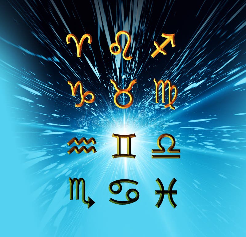 Twelve Symbols of the Zodiac. Space Horoscope Stock Illustration ...