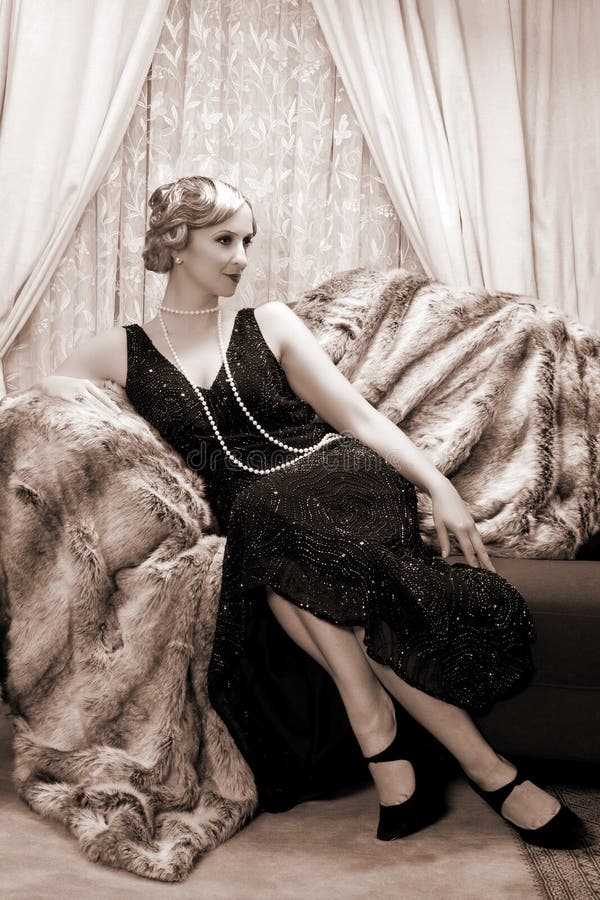 Young flapper lady stock image. Image of cloche, beautiful - 30583413