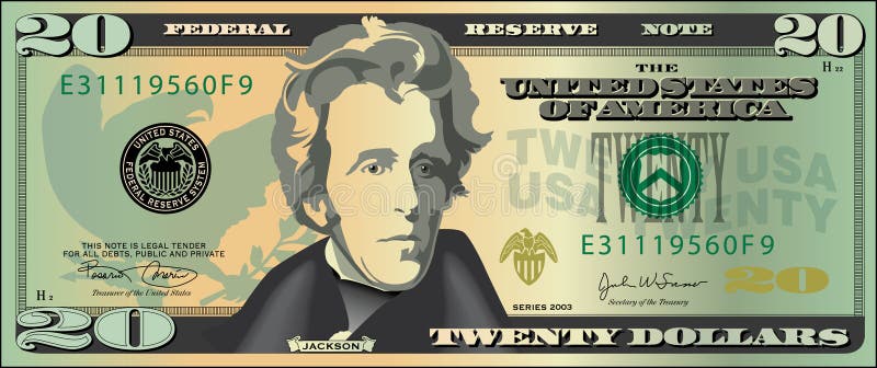Twenty dollar bill stock vector. Illustration of bills - 2368455