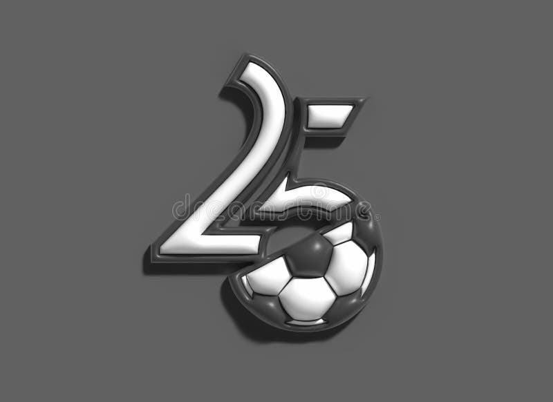 25 Twenty-Five Number with Football 3D Illustration Design Stock ...