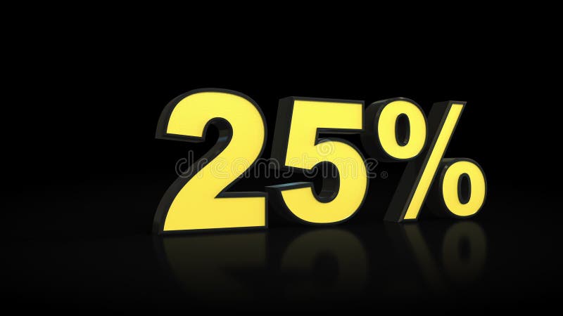 Twenty-five 25 Percent 3D Rendering Stock Illustration - Illustration ...