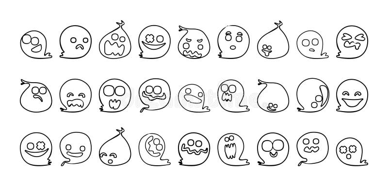 Childish Minimalist Spooky Drawings Stock Illustrations – 3 Childish ...