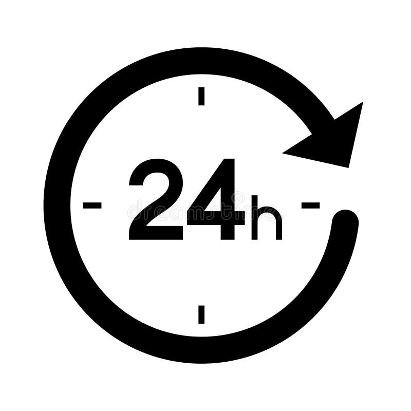 Twenty Four Hour with Arrow Loop Icon, 24 Hours Cyclic Sign, Opened ...