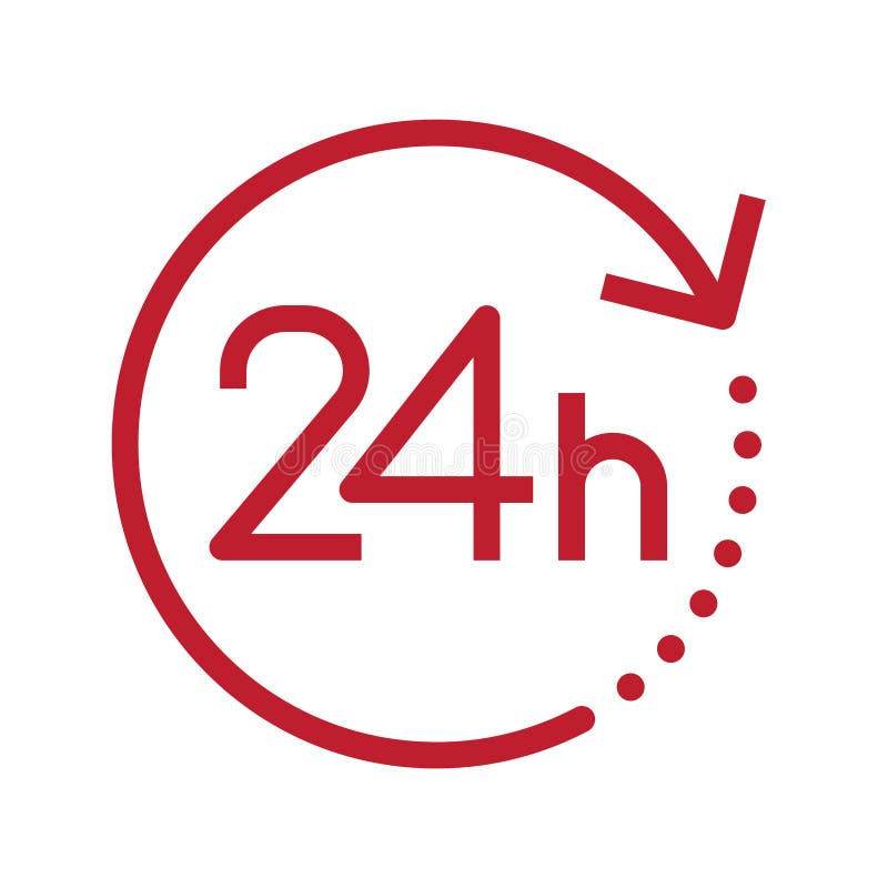 Twenty Four Hour with Arrow Loop Icon, 24 Hours Cyclic Sign, Opened ...