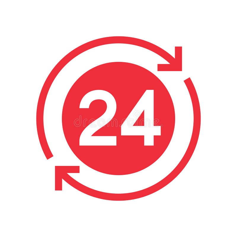 Twenty Four Hour with Arrow Loop Icon, 24 Hours Cyclic Sign, Opened ...