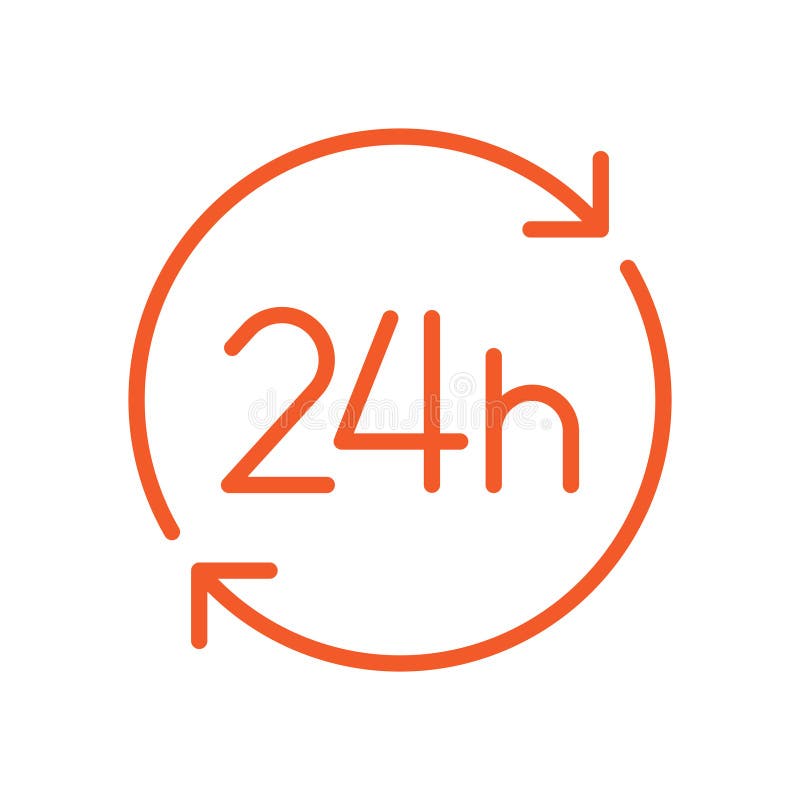 Twenty Four Hour with Arrow Loop Icon, 24 Hours Cyclic Sign, Opened ...