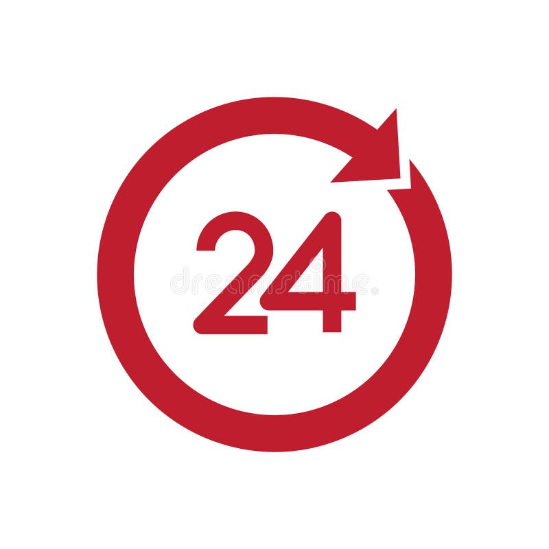 Twenty Four Hour with Arrow Loop Icon, 24 Hours Cyclic Sign, Opened ...