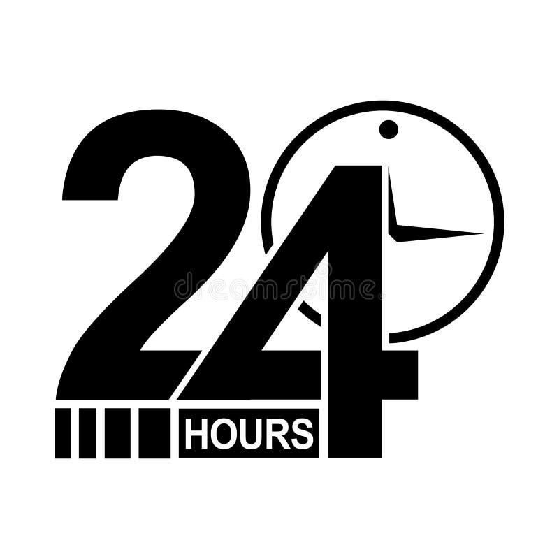 Twenty Four Hour Icon. 24 Hour Logo Vector. Stock Vector - Illustration ...