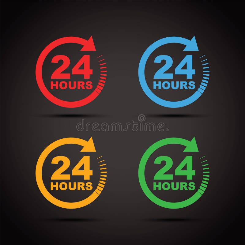 Twenty four hour icon set stock vector. Illustration of assistance ...