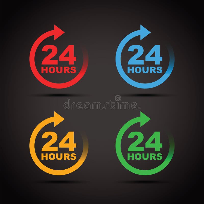 Twenty four hour icon set stock vector. Illustration of logo - 82930280