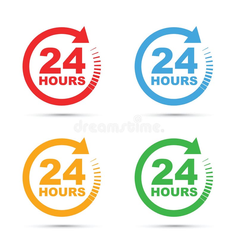 Twenty four hour icon set stock vector. Illustration of hours - 82930356
