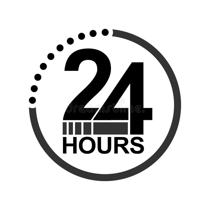 Twenty Four Hour Icon. 24 Hour Logo Vector. Stock Vector - Illustration ...