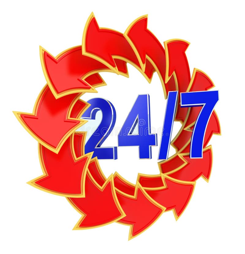 Twenty Four Hour Seven Days a Week Service Sign Stock Illustration ...