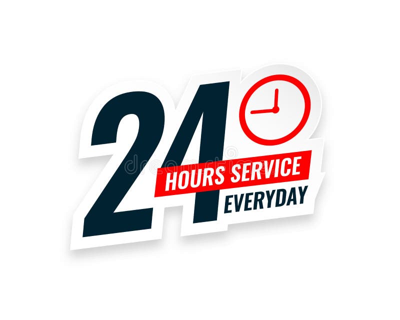 Twenty Four Hours Everyday Open Service Sticker Stock Vector ...