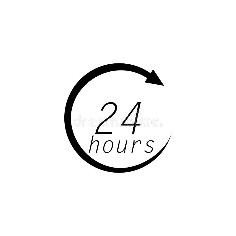 Twenty four hours icon stock illustration. Illustration of assistance ...