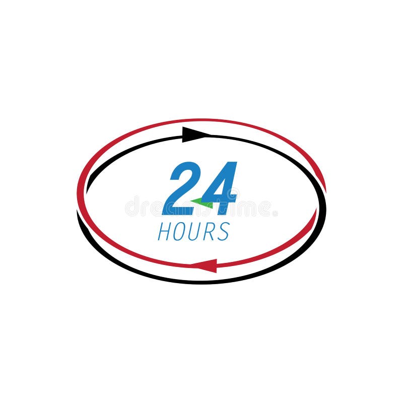 Twenty four hours icon stock illustration. Illustration of assistance ...