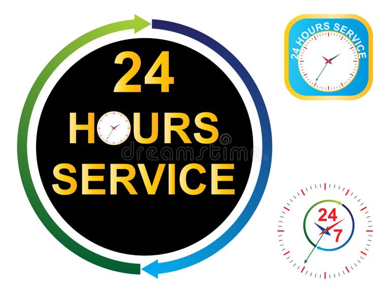 Twenty four hours service stock vector. Illustration of center - 18118013